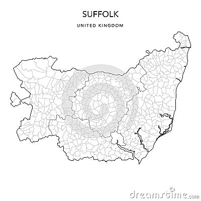 Administrative Map Of Suffolk As Of 2022 - Vector Illustration ...