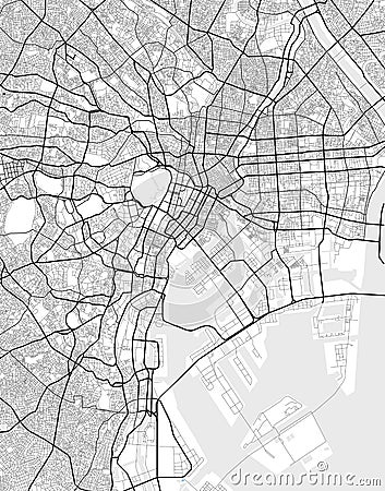 Vector City Map Of Tokyo In Black And White | CartoonDealer.com #126709359