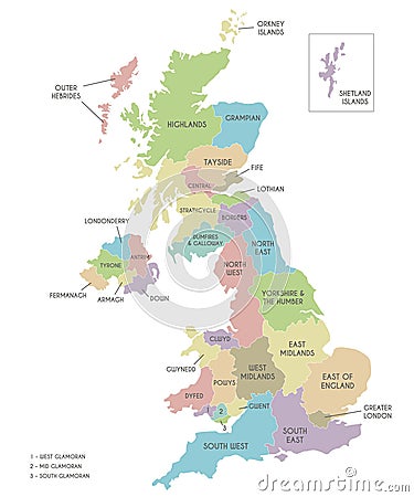 Vector Map Of UK With Administrative Divisions. Editable And Clearly ...