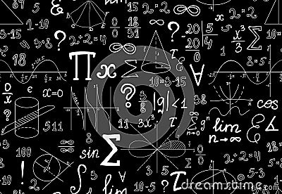 Vector Mathematical Seamless Texture With Various Mathematical Signs ...