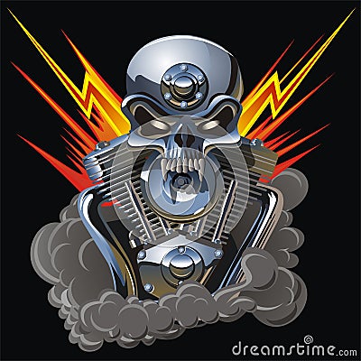 Vector Metall Skull With Engine Royalty Free Stock Image - Image: 5576566