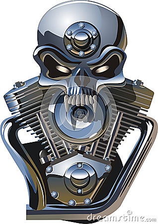 Vector Metall Skull With Engine Stock Photos - Image: 5607283