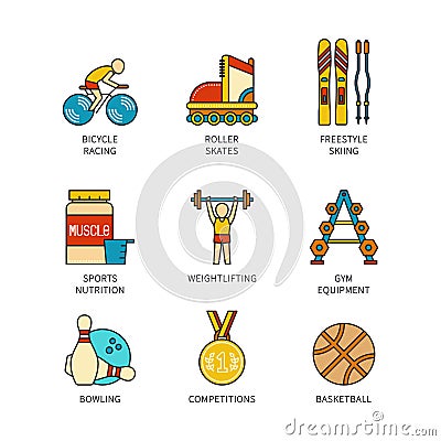Vector Minimal Lineart Flat Sports Iconset | CartoonDealer.com #118481944