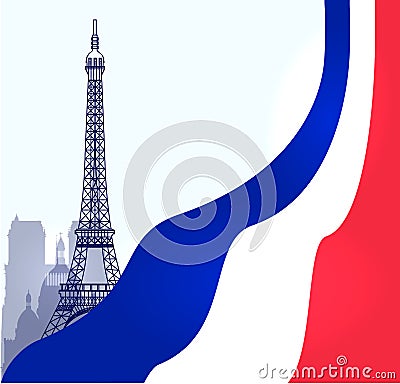 Vector Paris Illustration With French Flag Stock Image - Image: 32103041
