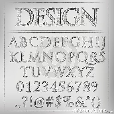 Vector Pencil Sketched Font Stock Photography - Image: 35590702