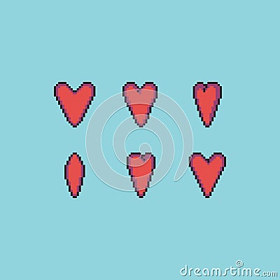 Vector Pixel Art Heart Icon Keyframe For Game Animation | CartoonDealer ...