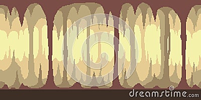 Vector Pixel Art Horizontal Illustration Of Cave Of Stalagmites And ...