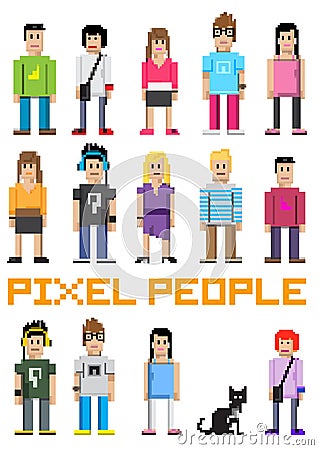 Vector Pixel People! Stock Photography - Image: 20292832