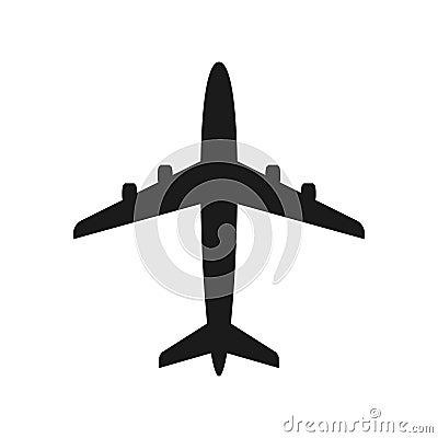 Vector Plane Silhouette, Solid Illustration, Isolated On White ...