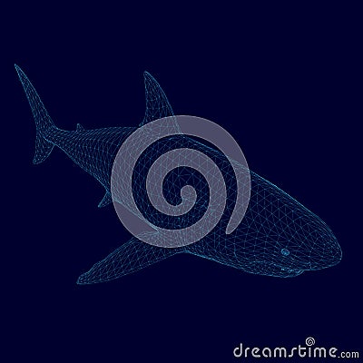 Vector Polygonal Shark Wireframe Of Blue Lines On A Dark Background ...