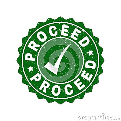 Proceed Scratched Stamp With Tick Cartoon Vector | CartoonDealer.com ...