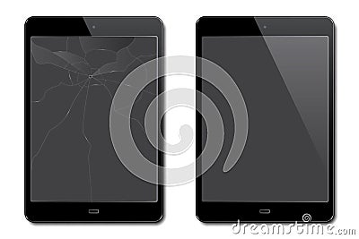 Vector Realistic Broken And New Tablets. | CartoonDealer.com #77843444