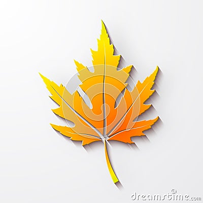 Vector Realistic Maple Leaf With Shadow On White Background ...