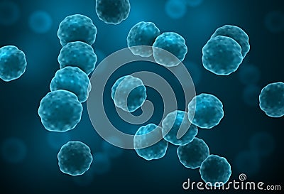 Vector Realistic Microscopic Medical Illustration Of Blue Cocci ...