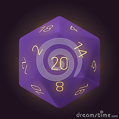 Vector Realistic Purple D20 Die For Board Game | CartoonDealer.com ...