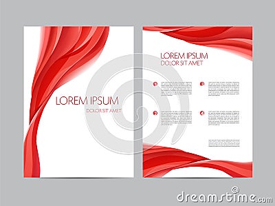 Vector Red Wave Design Template, Abstract Background Cover, Poster ...