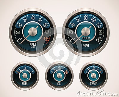 Vector Retro Car Gauges | CartoonDealer.com #20444566