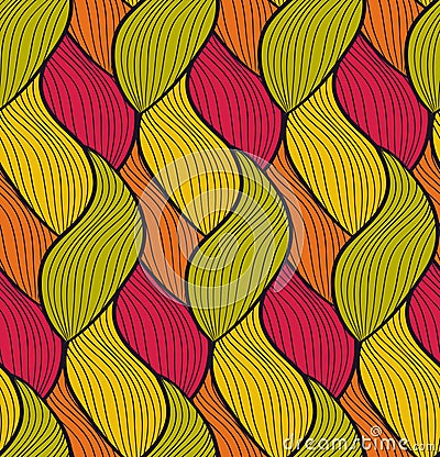 Vector Seamless Hand Drawn Wave Pattern. Colorful Endless Thread ...