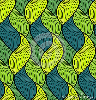 Vector Seamless Hand Drawn Wave Pattern. Colorful Endless Thread ...