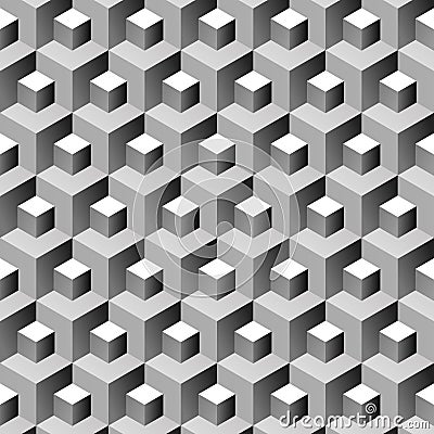 Vector Seamless Pattern With Repeating Realistic Cubes. Black And White ...