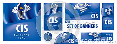 Vector Set Of Banners With The National Flag Of The CIS | CartoonDealer ...