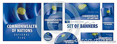 Vector Set Of Banners With The National Flag Of The Commonwealth Of ...