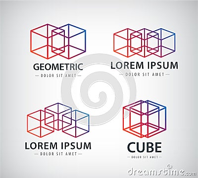 Vector Set Of Cube Construction Logos, Icons | CartoonDealer.com #56353763