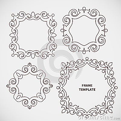 Vector Set Of Decorative Line Art Frame For Design. Stock Vector ...