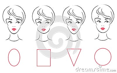 Vector Set Of Different Female Face Shape Types Stock Photography ...