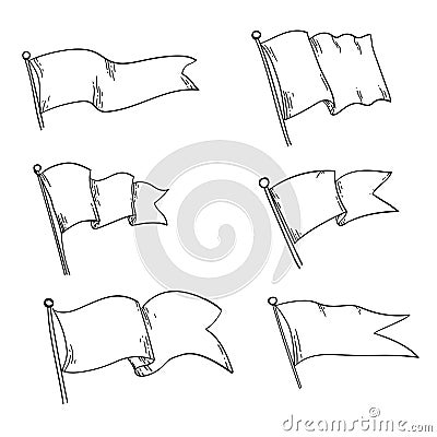 Vector Set Of Different Flag Shapes Isolated On White Background. Black ...