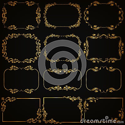 Vector Set Of Gold Decorative Borders, Frame | CartoonDealer.com #53962053