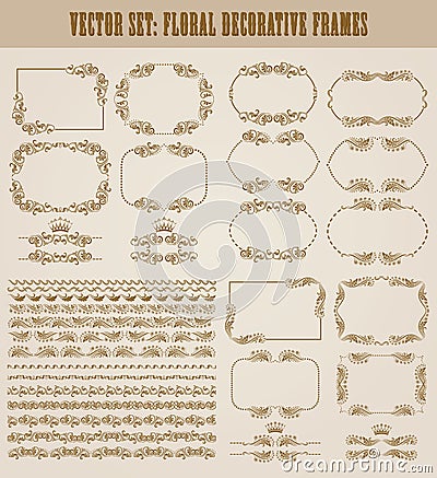 Vector Set Of Gold Decorative Borders, Frame | CartoonDealer.com #79762376