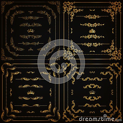 Vector Set Of Gold Decorative Borders, Frame | CartoonDealer.com #54931621