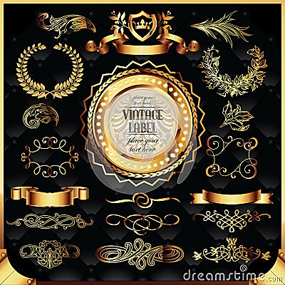 Vector Set Of Golden Labels | CartoonDealer.com #22838849