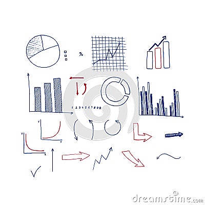 Vector Set Of Hand Drawn Infographics With Graphs And Charts ...