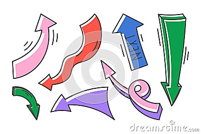 Vector Set Of Isolated Doodle Symbols Of Funny Arrows. | CartoonDealer ...