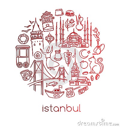 Vector Set Of Istanbul Symbols Isolated On White In Circle Composition ...