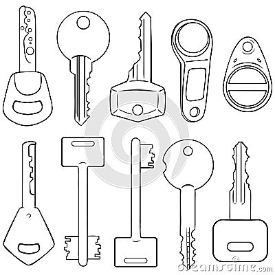 Vector Set Of Lineart Modern Keys | CartoonDealer.com #77403826