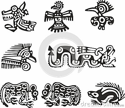 Vector Set Of Native American Symbols, Aztec, Maya, Inca ...