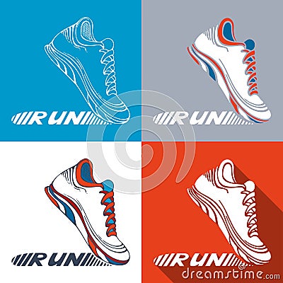 Vector Set Of Running Shoe Symbols. | CartoonDealer.com #57741919