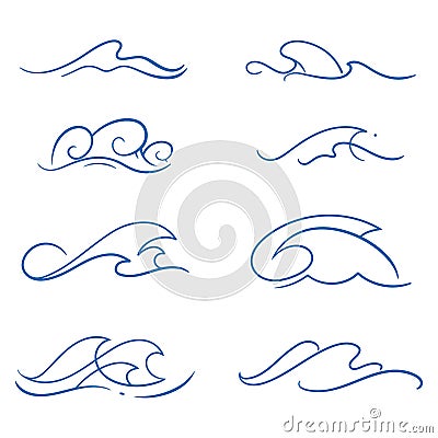 Vector Set Of Simply Dawn Ocean Waves | CartoonDealer.com #189418442