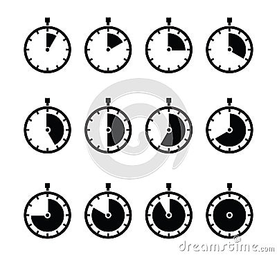 Vector Set Of Timer Icons. Different Time Interval Icons ...