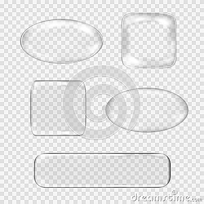 Vector Set Of Transparent Glass Buttons. White Stock Illustration ...