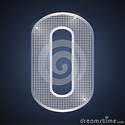 Vector Silver Number Nil. Realistic Shining Number 0 Isolated On Dark ...