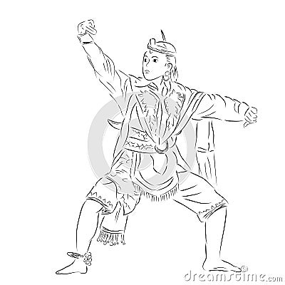 Vector Simple Hand Draw Sketch Of Remo Blitar Traditional Dance ...