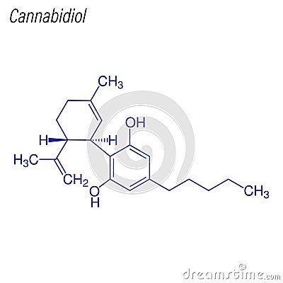 Vector Skeletal Formula Of Cannabidiol. Drug Chemical Molecule Royalty ...