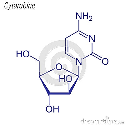 Vector Skeletal Formula Of Cytarabine. Drug Chemical Molecule Royalty ...