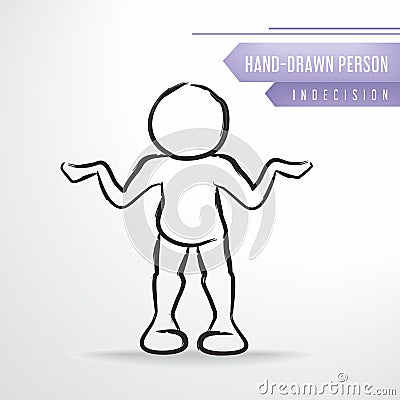 Hand-drawn Person, Vector Sketch Indecisive Man. Undecided Idea ...
