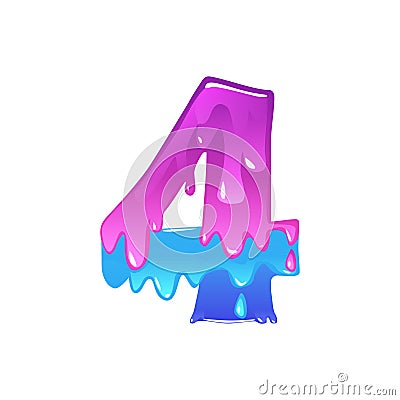 Vector Slime Cartoon Number 4, Figure Four. Slime Font Type Number ...