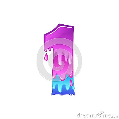 Vector Slime Cartoon Number 1, Figure One. Slime Font Type Number Latin ...
